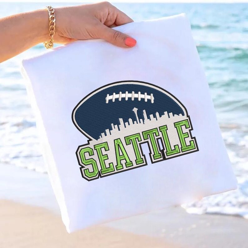 Seattle Skyline Embroidery Design, Football Machine Embroidery File, 5 ...