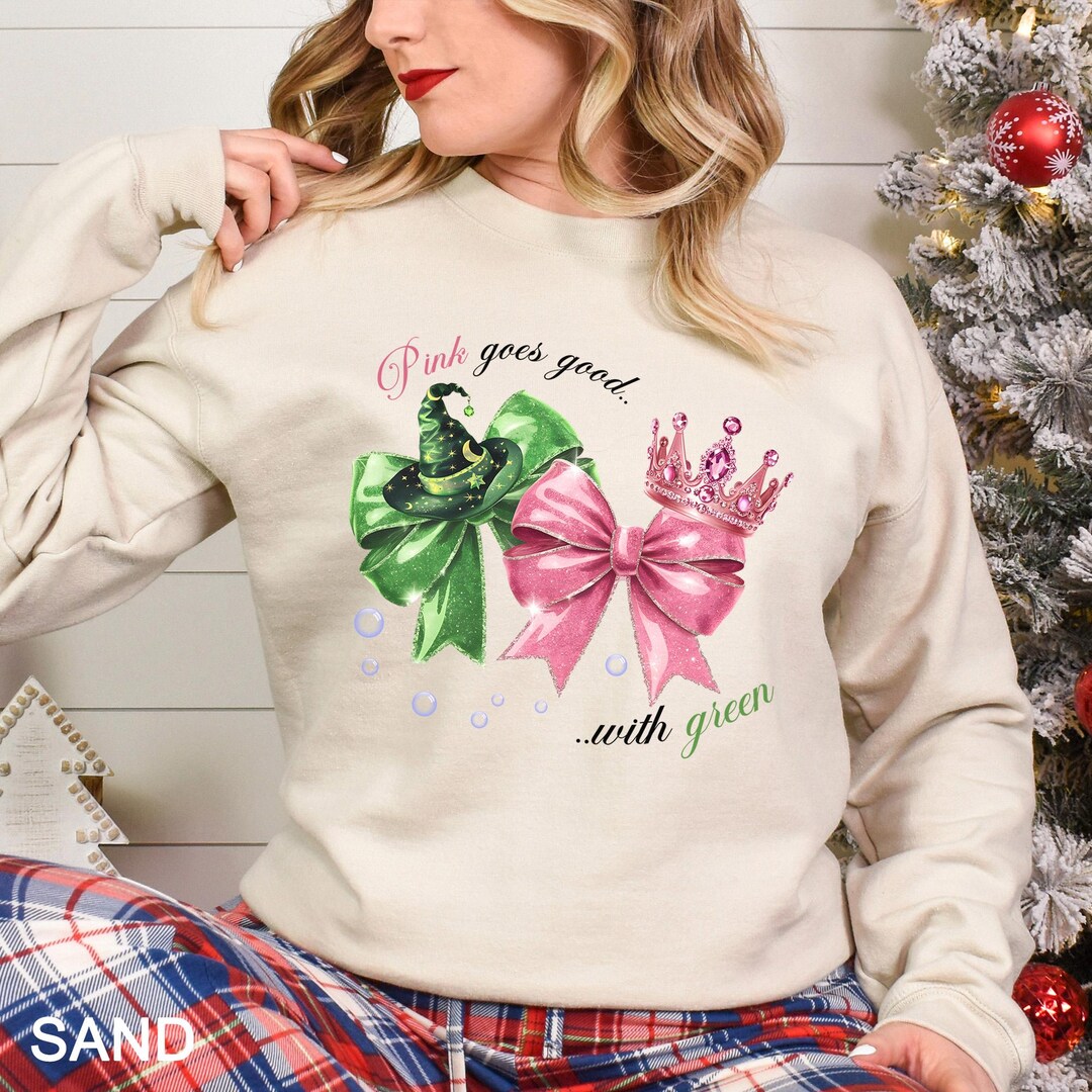 Wicked the Movie Sweatshirt, Wicked Coquette Bow Sweatshirt, Pink Goes ...