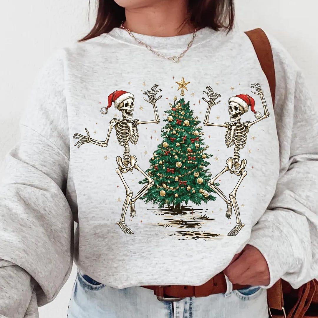 Dancing Skeleton Christmas Tree PNG, Funny Xmas Design (digital ...