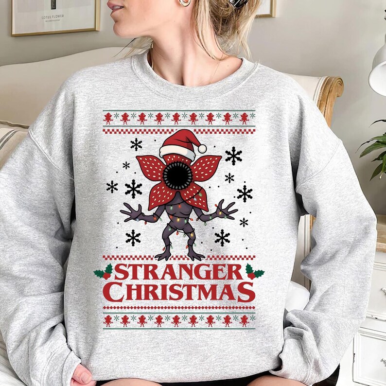 Stranger Christmas Sweatshirt, Funny Ugly Holiday Pullover, Retro ...
