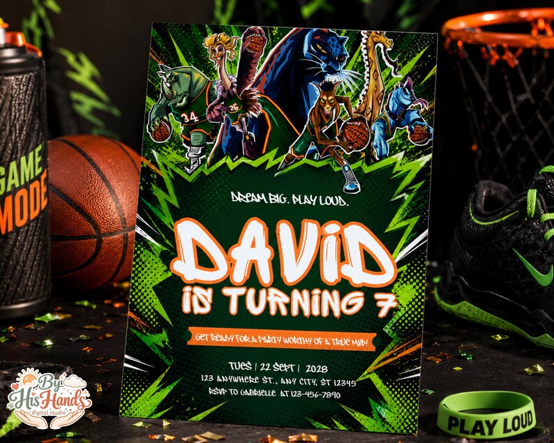 Basketball Goat Animal Birthday Invitation Template, Editable Canva ...