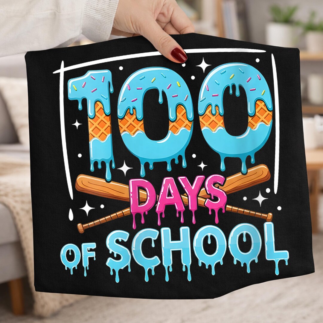 100 Days of School PNG, Ice Cream Drip Baseball Design, Sport School ...