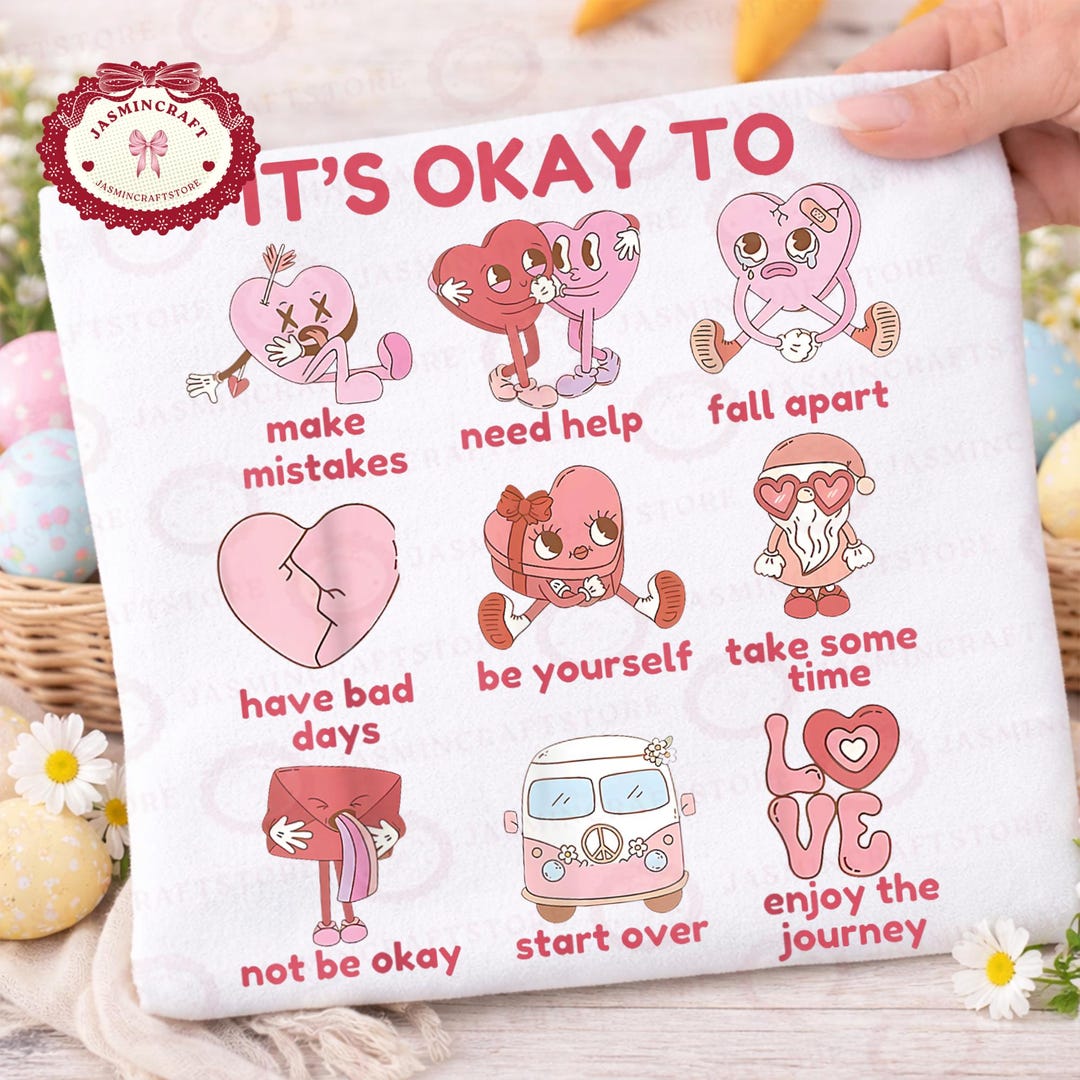 It’s Okay to PNG, Mental Health Valentine Clipart, Heart Affirmation ...