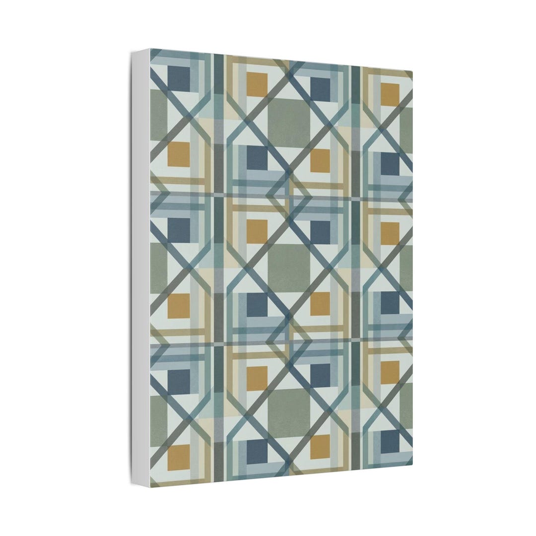 Interlocking Homes, Geometric Pattern Design, Sage Green and Dusty Blue ...