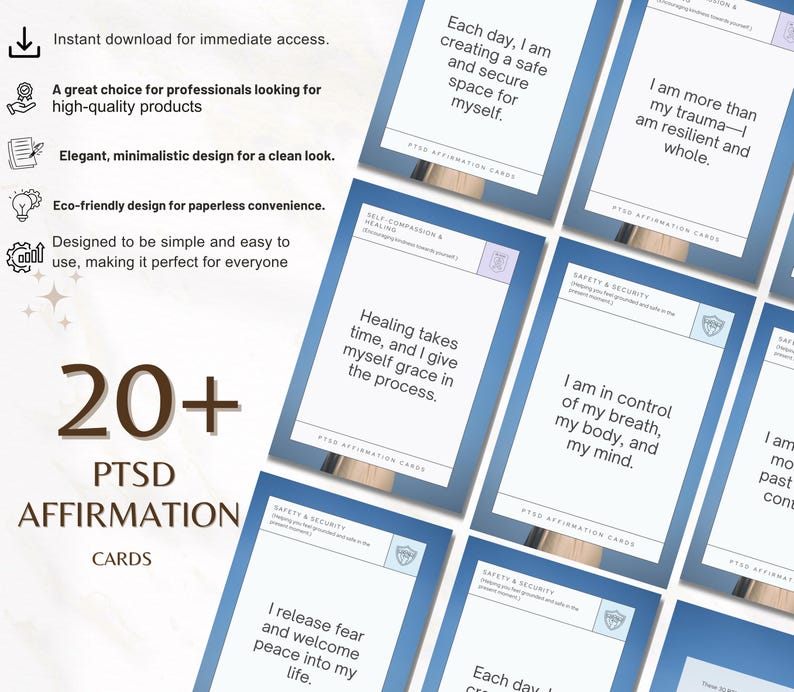 PTSD Affirmation Cards Printable | Trauma-safe Healing Statements ...