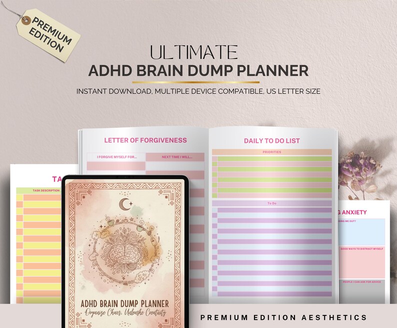 Editable ADHD Brain Dump Planner, Thoughts Organizer (printable) - Etsy