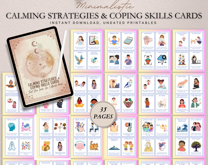 Coping Skills Cards for Kids, Mindfulness Cards, Calming Down Corner ...