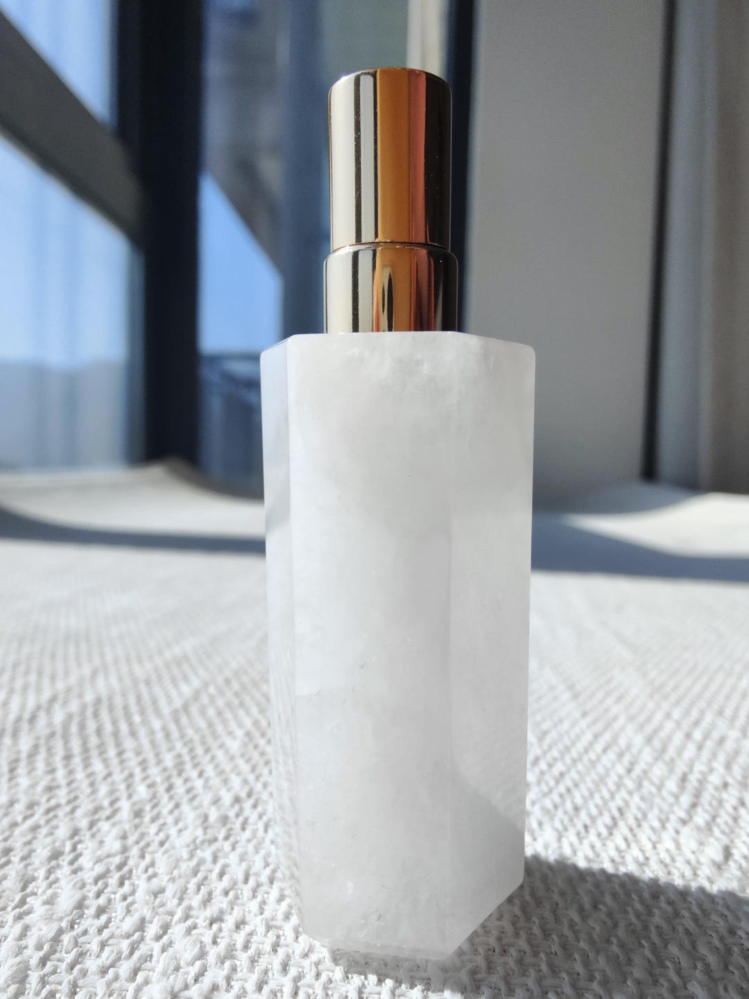 White Quartz Perfume Bottle | Hexagonal Crystal Spray Vial - Etsy