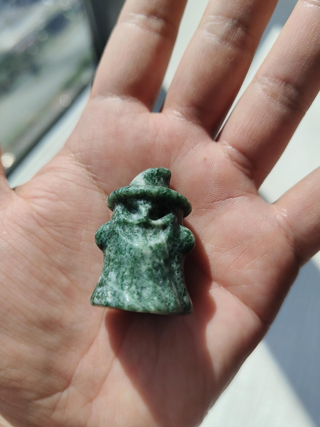 1.5” Green Jade Wizard Ghost: Hand-carved Crystal Figurine • Home Decor ...
