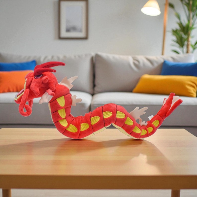Shiny Gyarados Inspired Plush 55cm / 21" – Red Dragon Serpent Stuffed ...