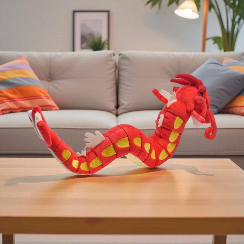 Shiny Gyarados Inspired Plush 55cm / 21" – Red Dragon Serpent Stuffed ...