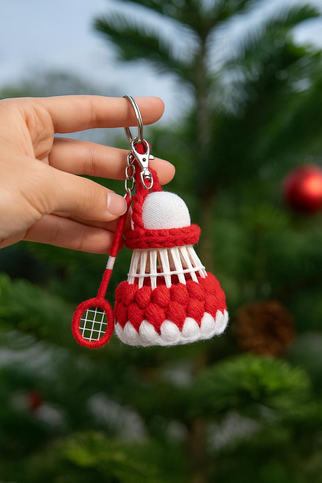 Handmade Crochet Badminton Shuttlecock Keychain – Cute Yarn Keyring ...
