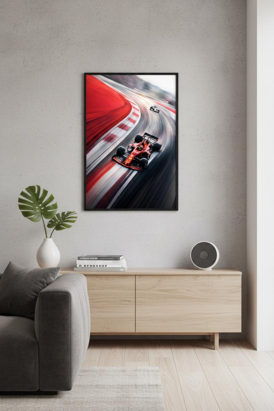 Ferrari F1 Racing Poster – High-speed Formula One Wall Art Print, Red ...