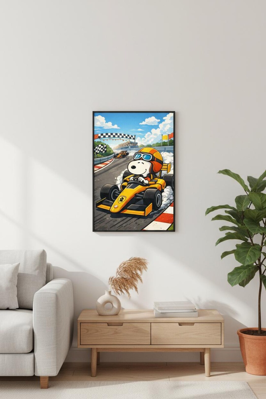 Snoopy Racing Wall Art | Formula Racing Cartoon Poster | Motorsport ...