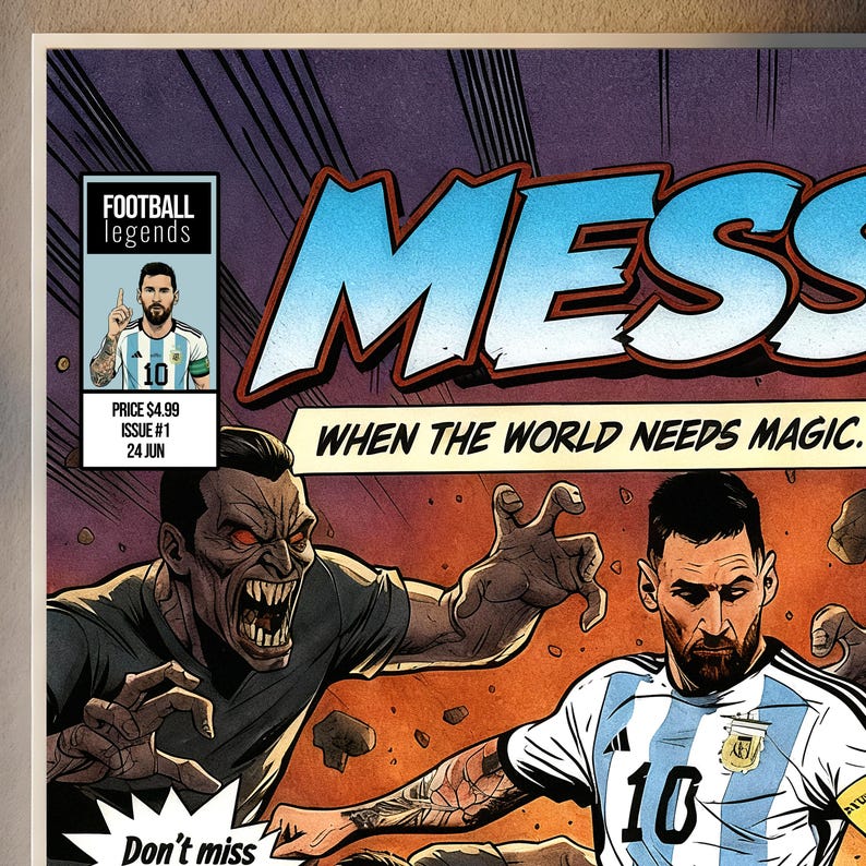 Messi, Ronaldo, Neymar Comic Book Football Soccer Sports Poster Set ...