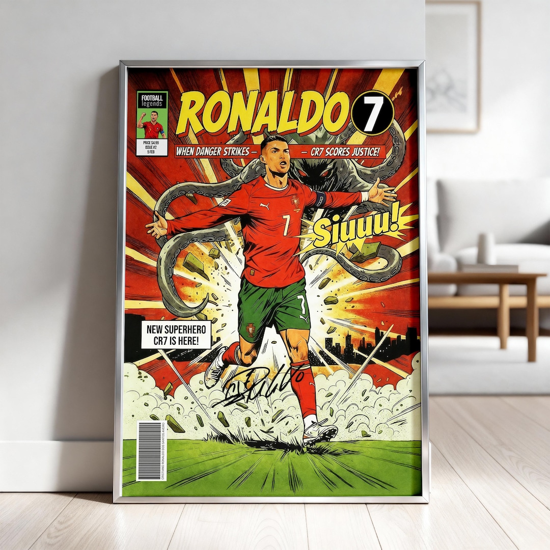Cristiano Ronaldo Comic Book Soccer Art, Superhero Football Sports ...
