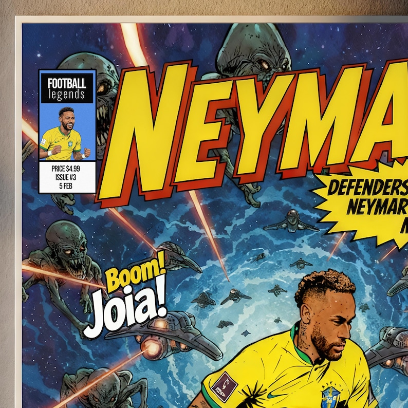Neymar Jr. Comic Book Soccer Art, Football Superhero Sports Poster ...