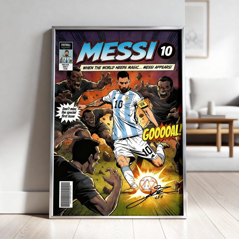 Messi, Ronaldo, Neymar Comic Book Football Soccer Sports Poster Set ...