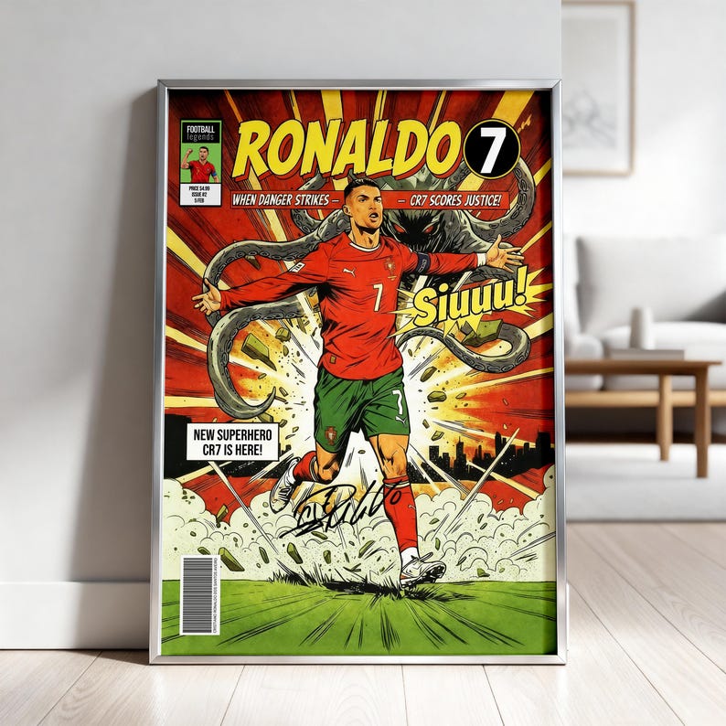 Messi, Ronaldo, Neymar Comic Book Football Soccer Sports Poster Set ...