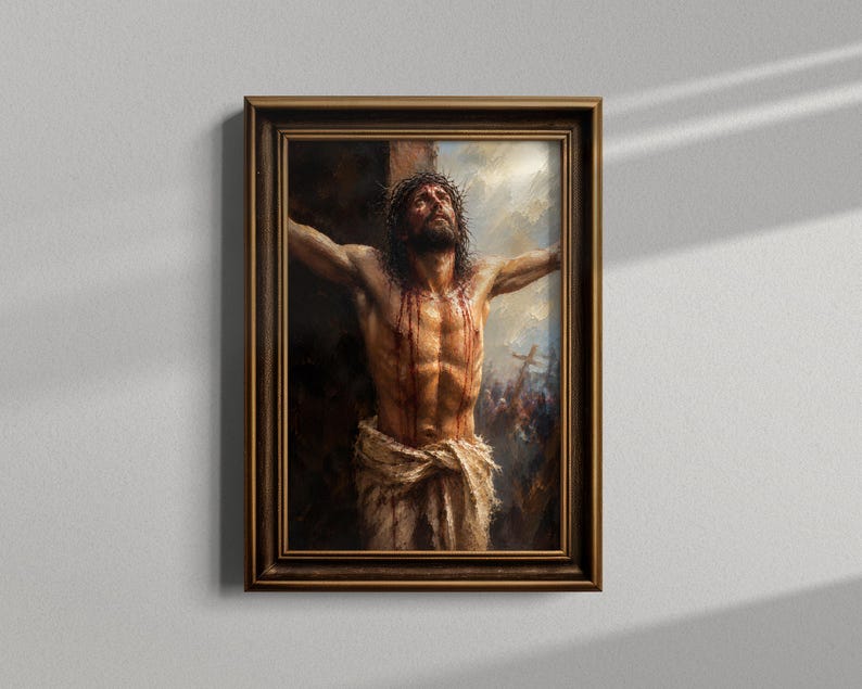 Jesus Christ Crucifixion Oil Painting Printable Wall Art Christian