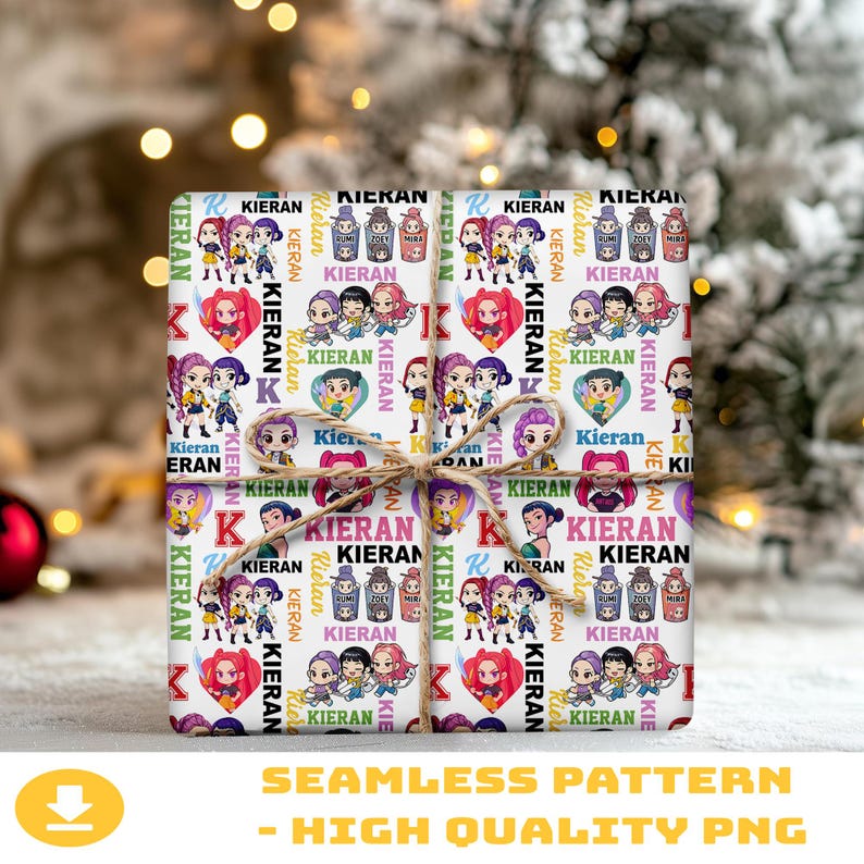 Kpop Huntrix Digital Wrapping Paper, Huntrix Girls Christmas Gift Wrap ...
