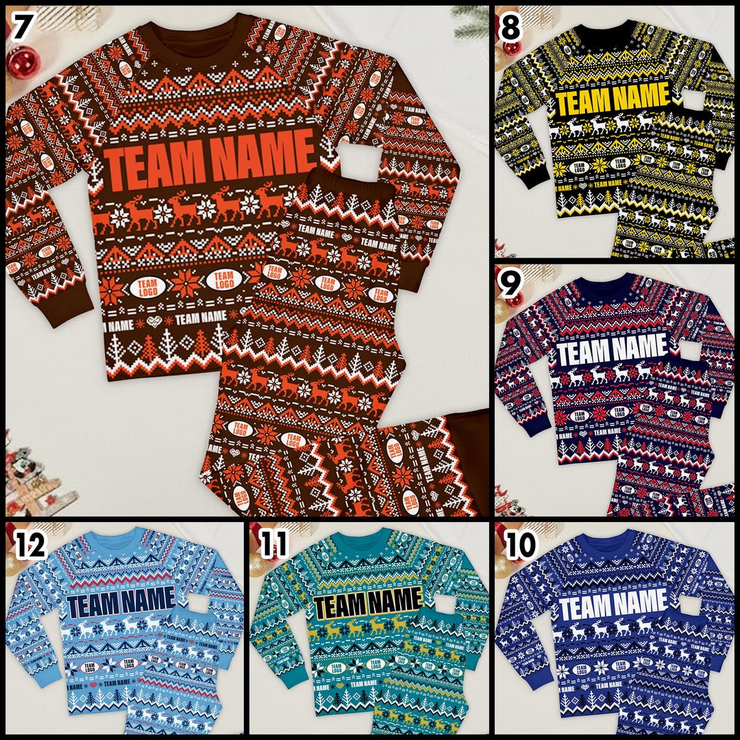 Personalized Football Team Pajamas Set Custom Football Pajamas Family ...