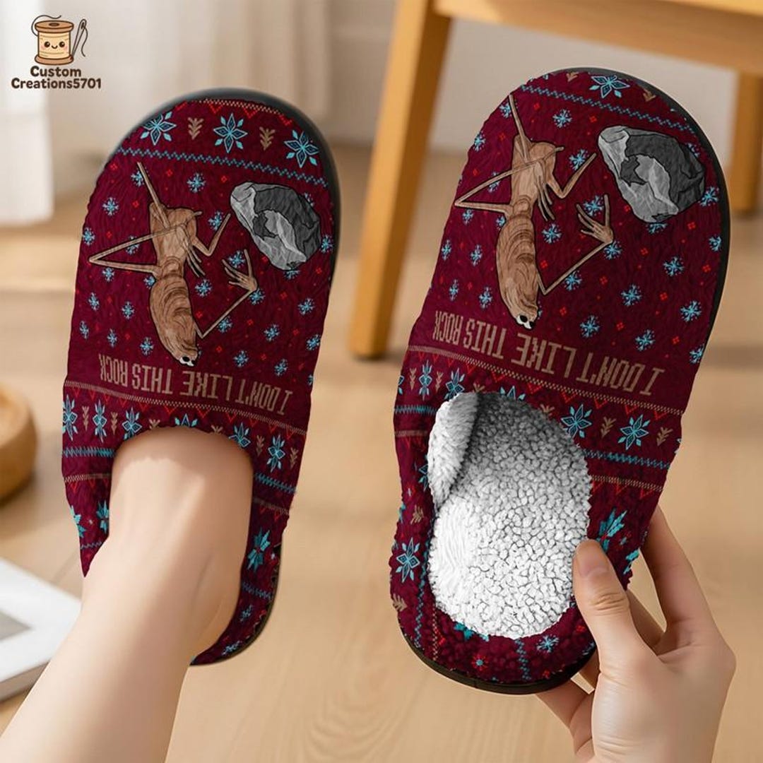I Don't Like This Rock Christmas Slipper, Marcus the Worm Xmas Slipper ...