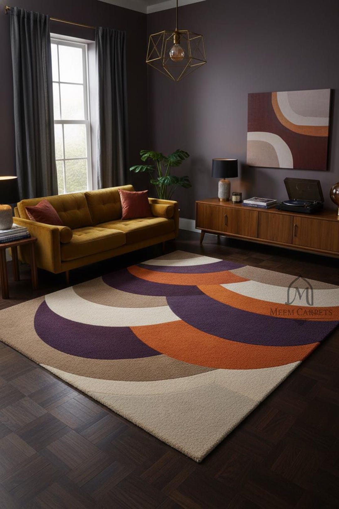 Handmade Mid-century 9x12ft Modern Arch Wool Rug – Abstract Area Carpet ...