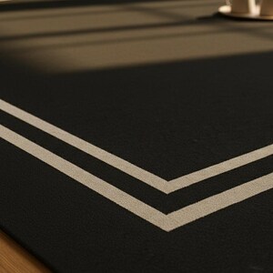 Hand Tufted Black Modern Luxury Area Rug | 10x14ft Minimalist Double ...