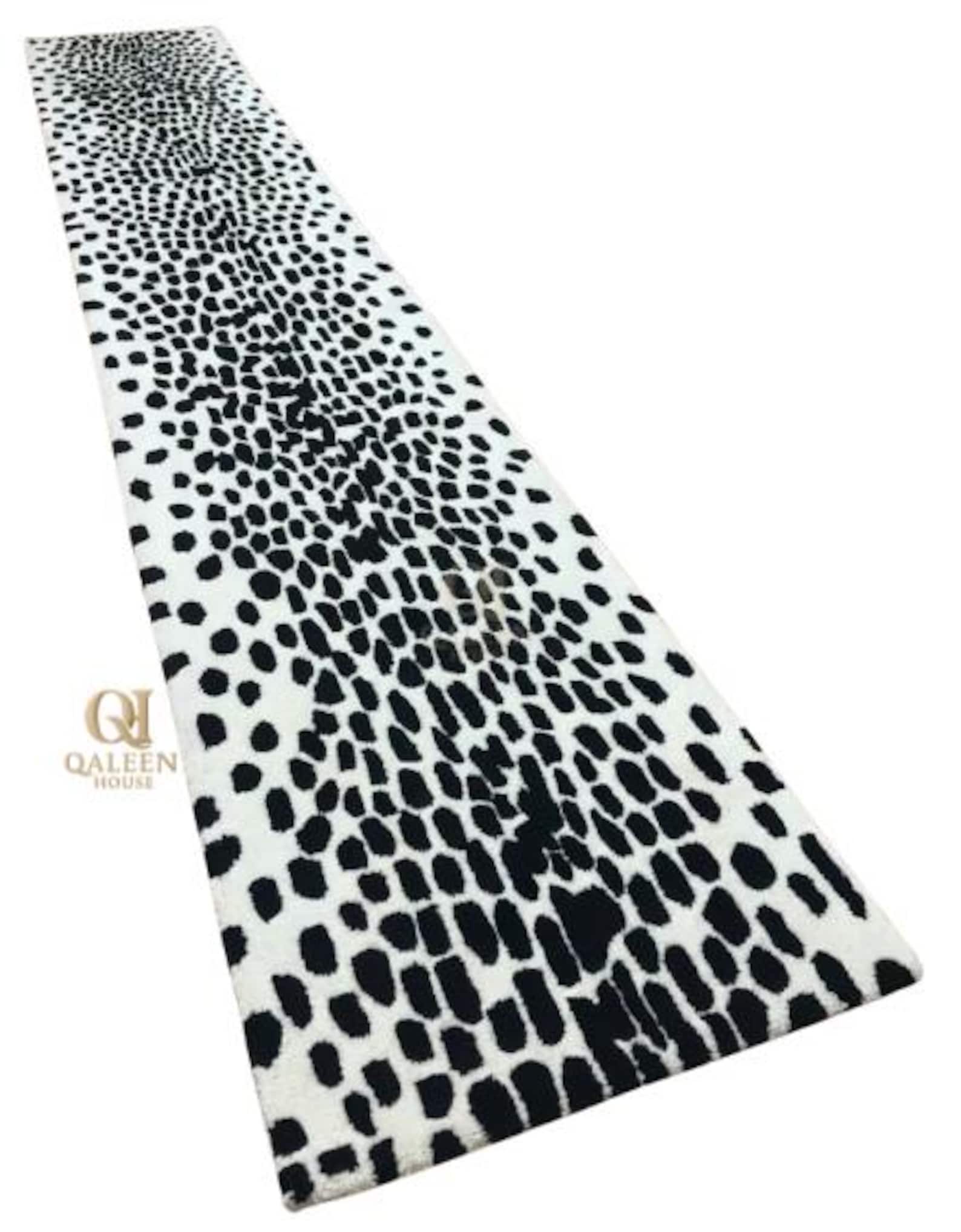 Hand Tufted Leopard Print Wool Runner – Black & White Hallway Rug - Etsy