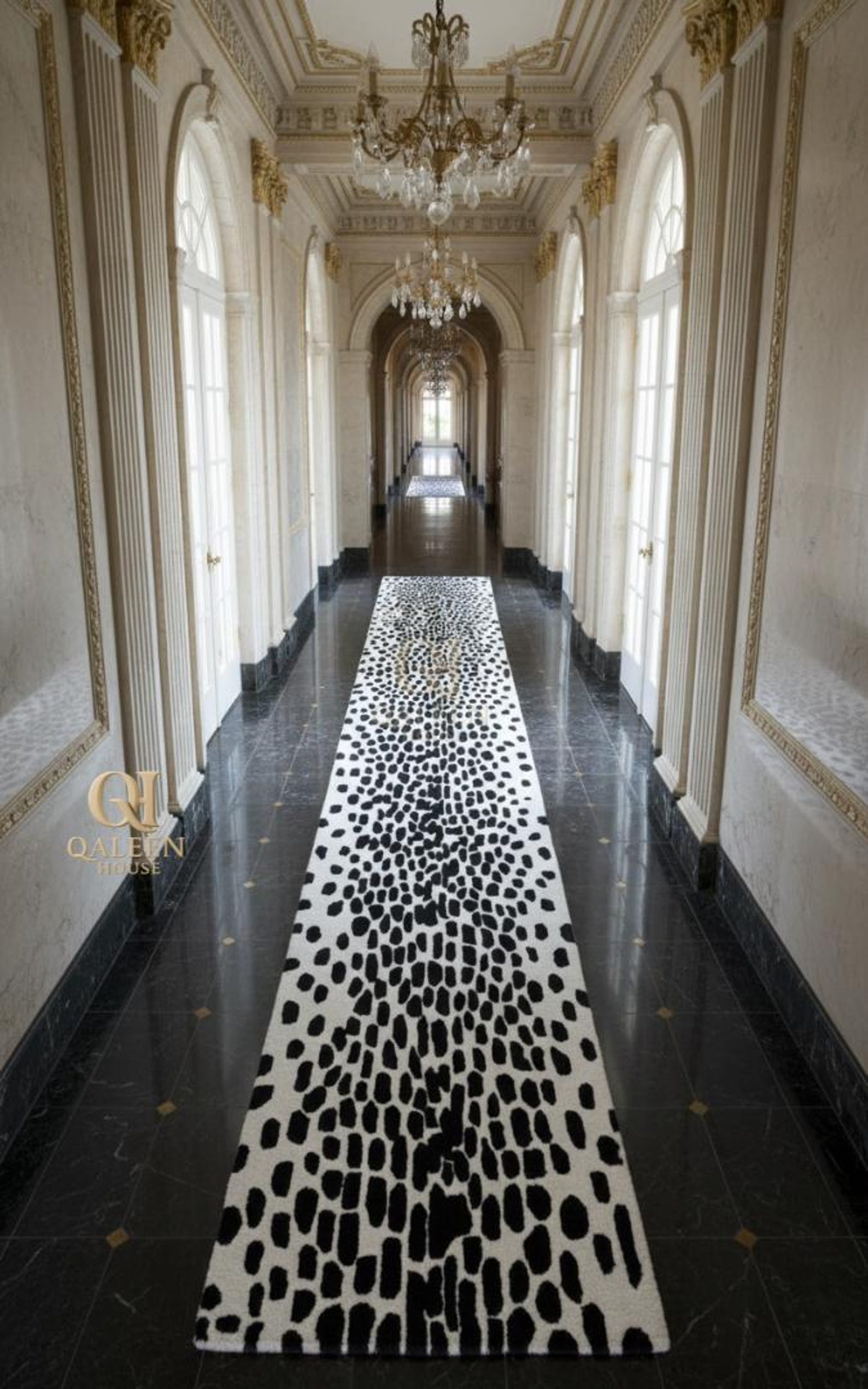 Hand Tufted Leopard Print Wool Runner – Black & White Hallway Rug - Etsy