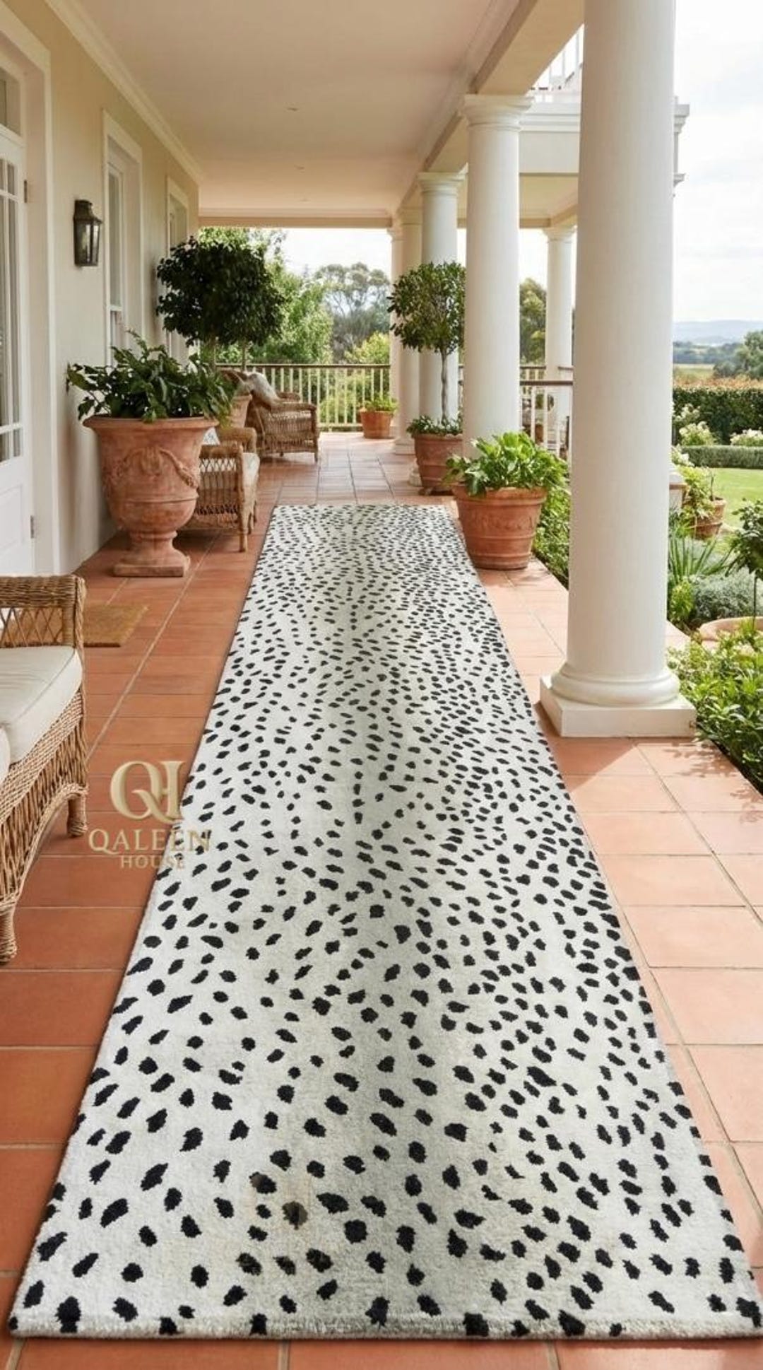 Hand Tufted Wool Runner Rug – Modern Cheetah Print, Black and White - Etsy