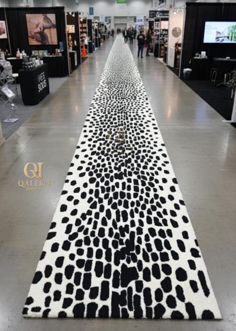 Hand Tufted Leopard Print Wool Runner – Black & White Hallway Rug - Etsy