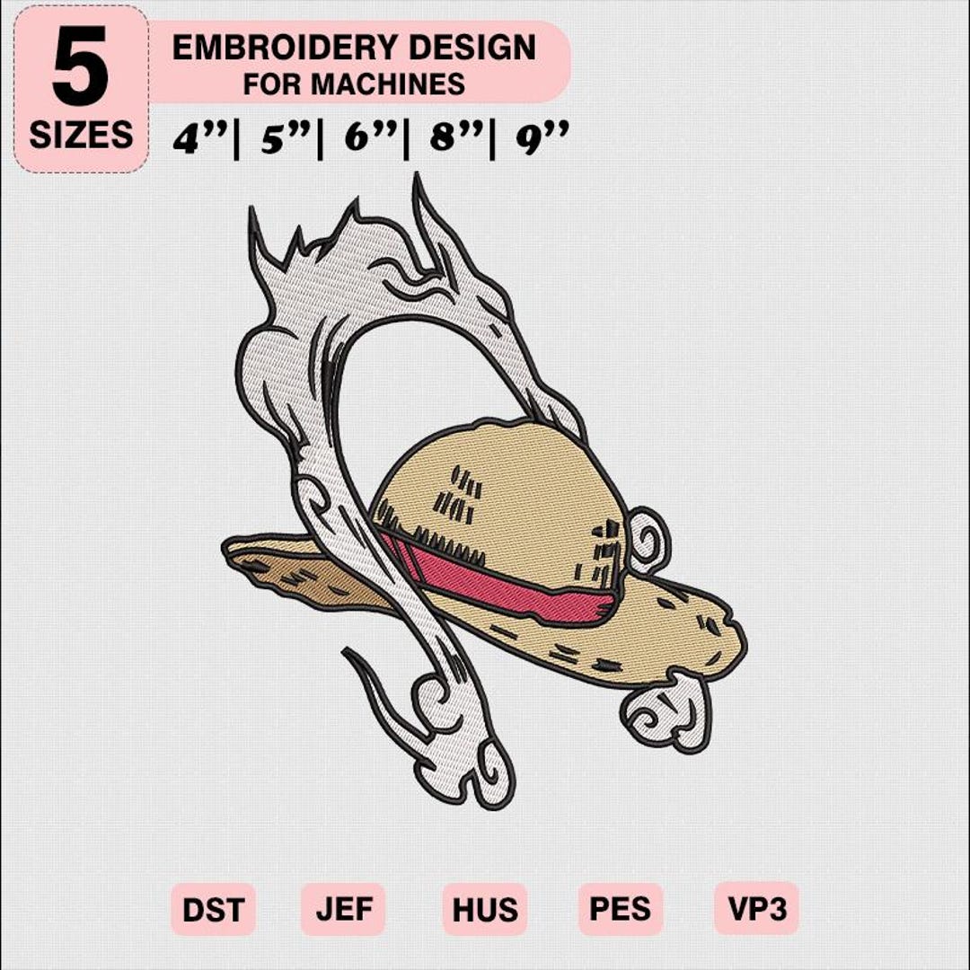Straw Hat Embroidery Design, Anime Inspired Embroidery Design - Instant ...