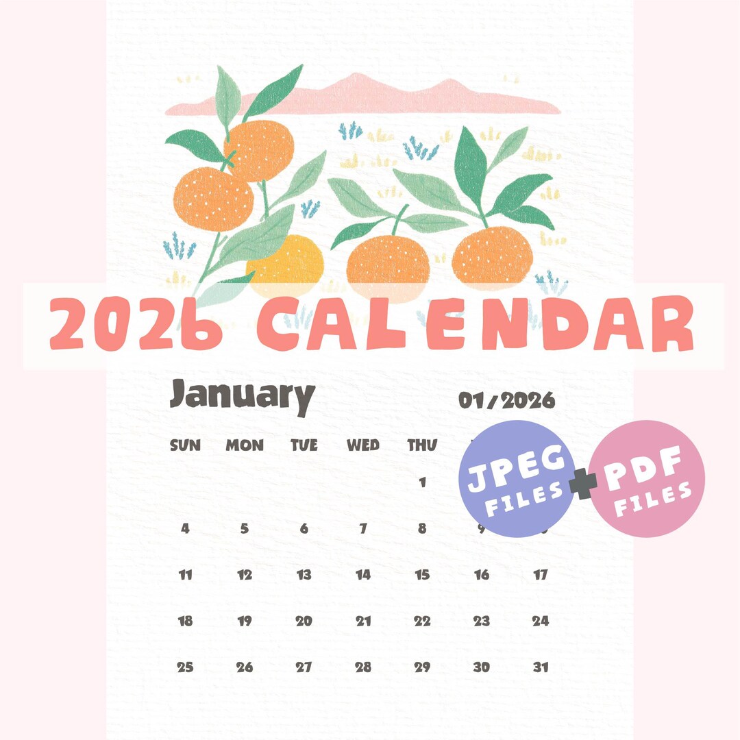 2026 Wall Calendar | Watercolor Fruit Art (PDF JPEG) - Etsy