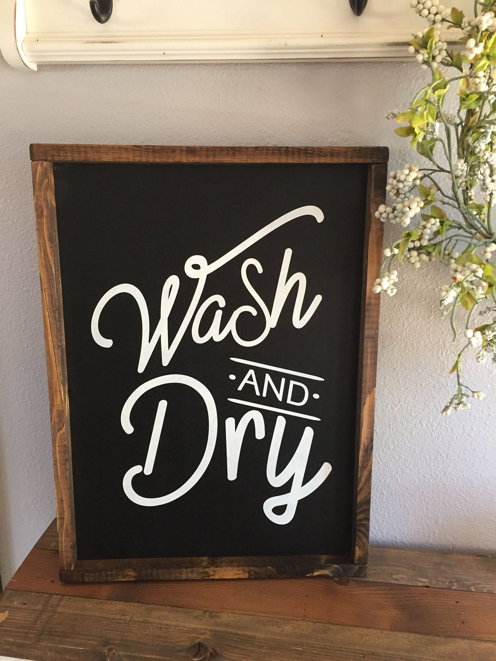 Large Wood Sign Wash and Dry farmhouse Sign Subway Sign | Etsy
