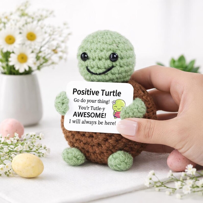 Positive Turtle Crochet, Emotional Support Turtle Amigururmi, Gifts for ...