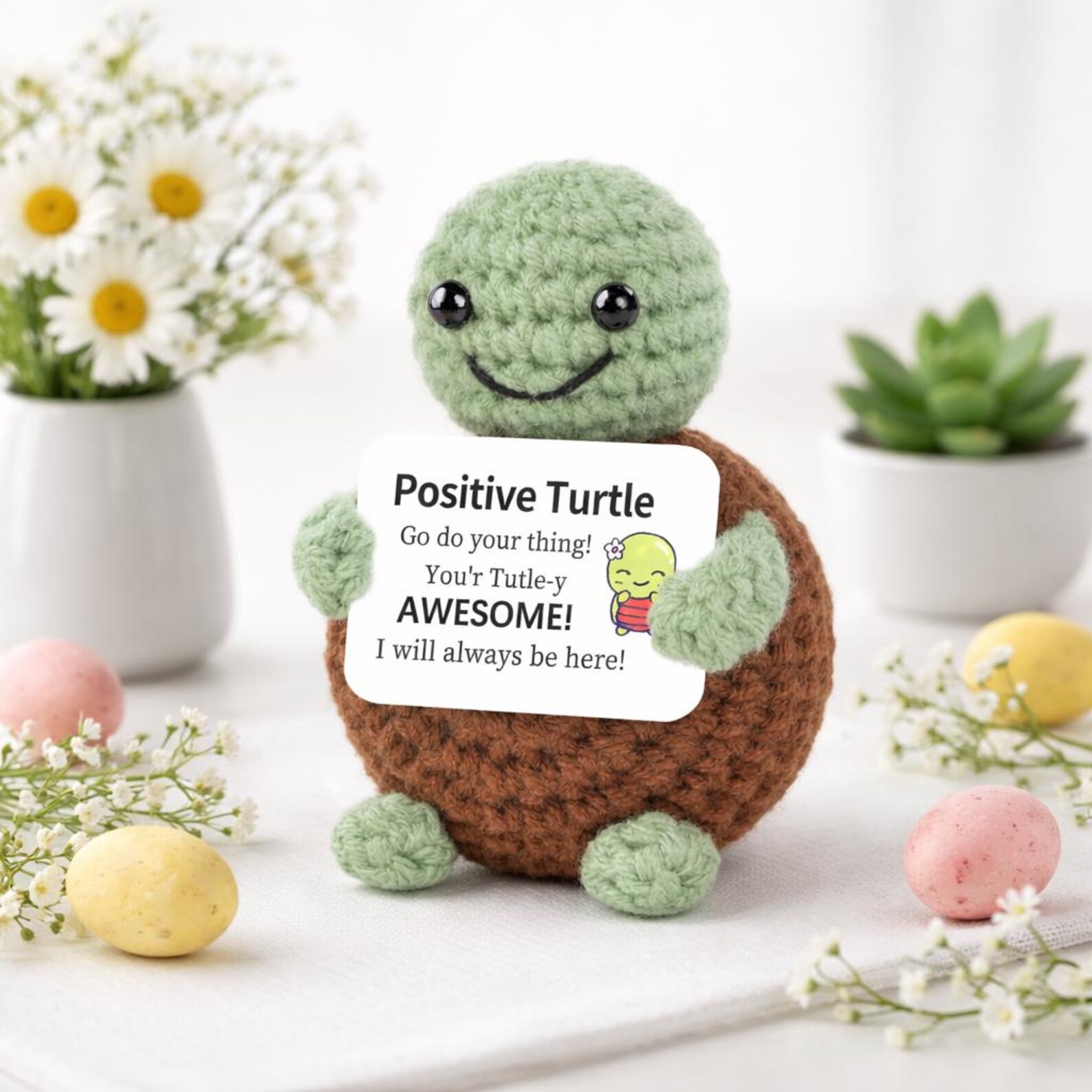 Positive Turtle Crochet, Emotional Support Turtle Amigururmi, Gifts for ...