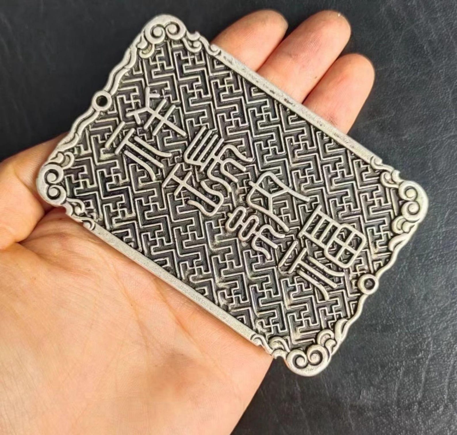 Engraved in White Copper Kirin Pattern Pendant - Etsy