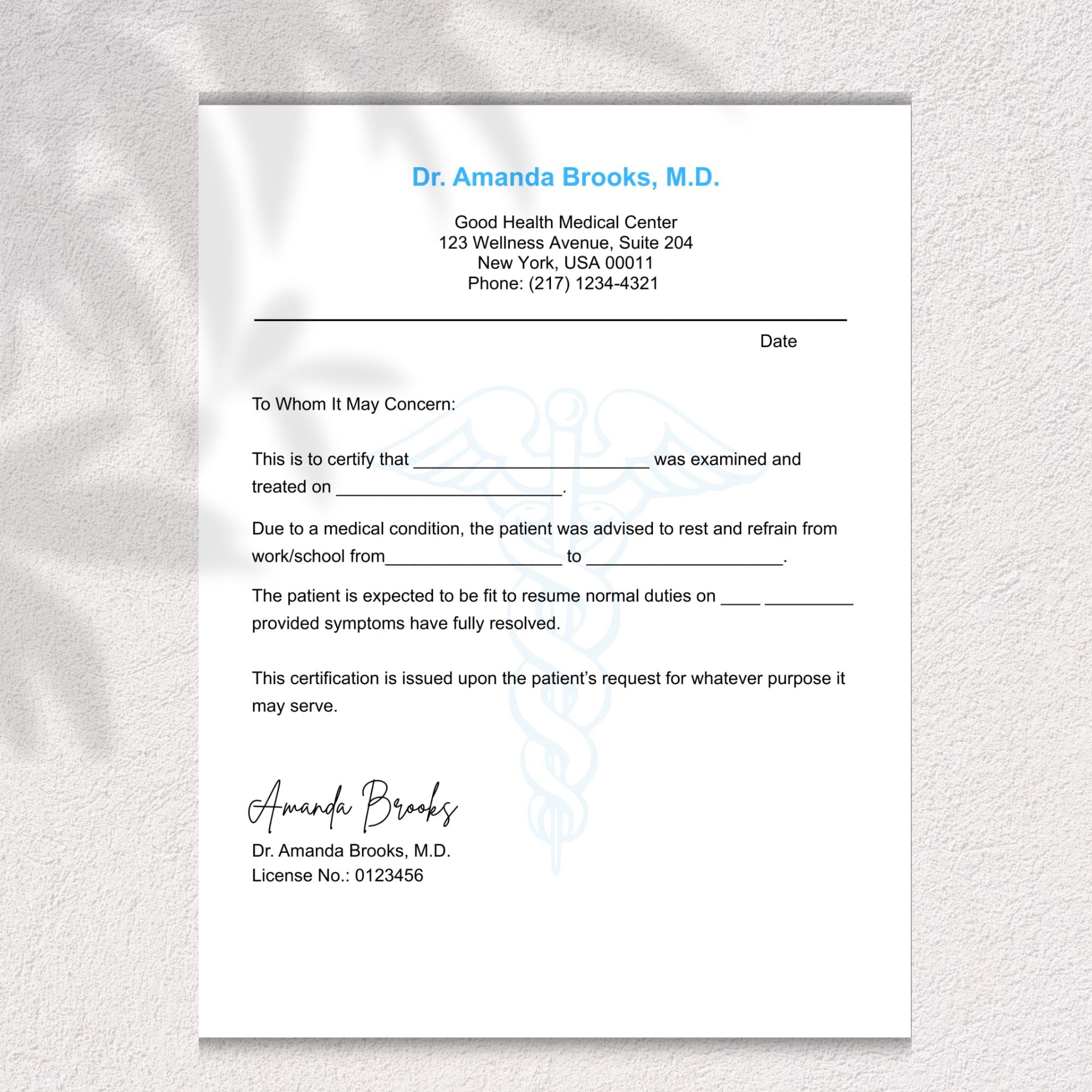 Doctor Excuse Template, Doctor Excuse for Work, Doctor Excuse Letter ...