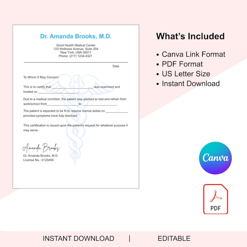 Doctor Excuse Template, Doctor Excuse for Work, Doctor Excuse Letter ...