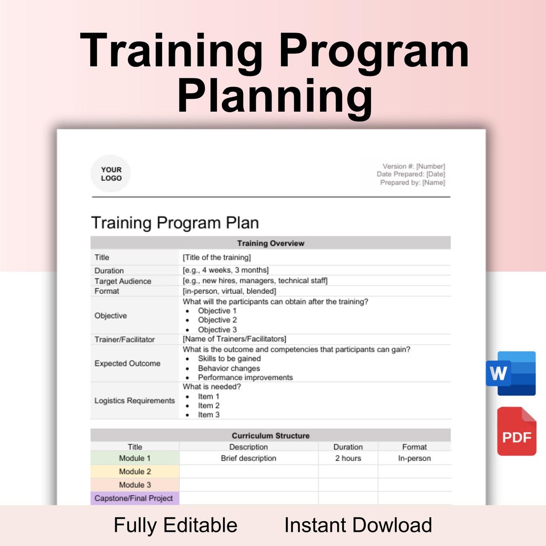 Training Program Outline Training Program Plan Template Leadership
