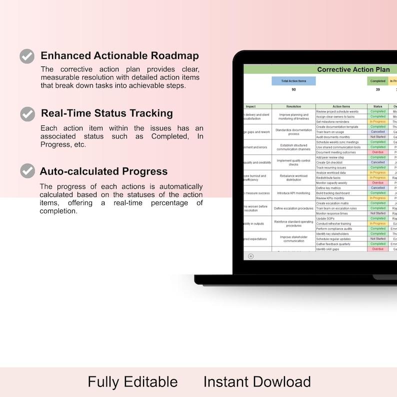 Corrective Action Plan, Action Plan MS Excel, Corrective Action Plan MS ...