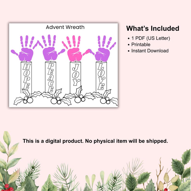 Advent Wreath Activity, Advent Wreath Handprint, Advent Coloring for ...