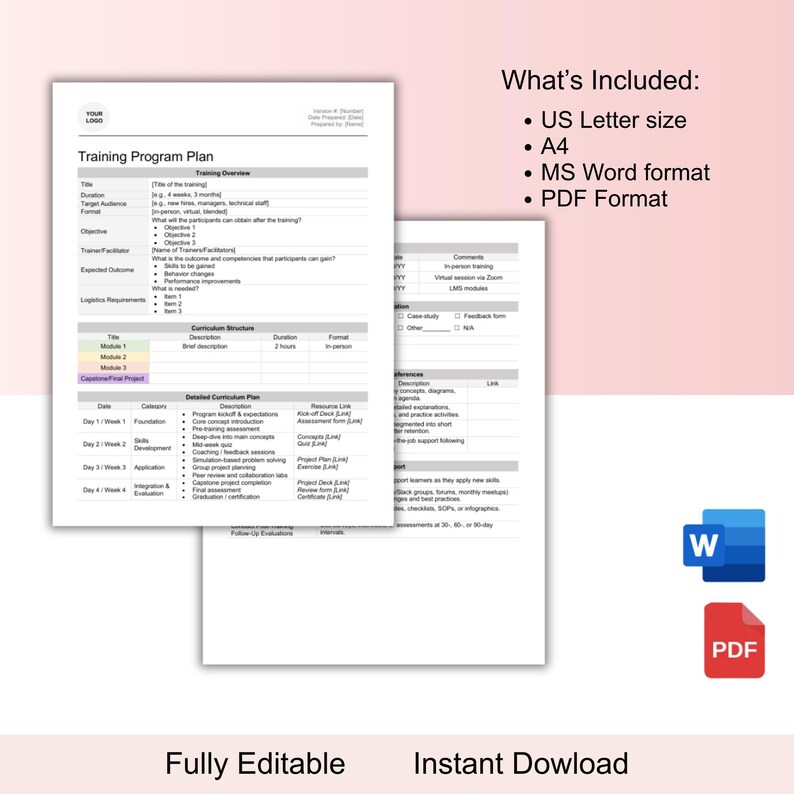Training Program Outline, Training Program Plan Template, Leadership ...