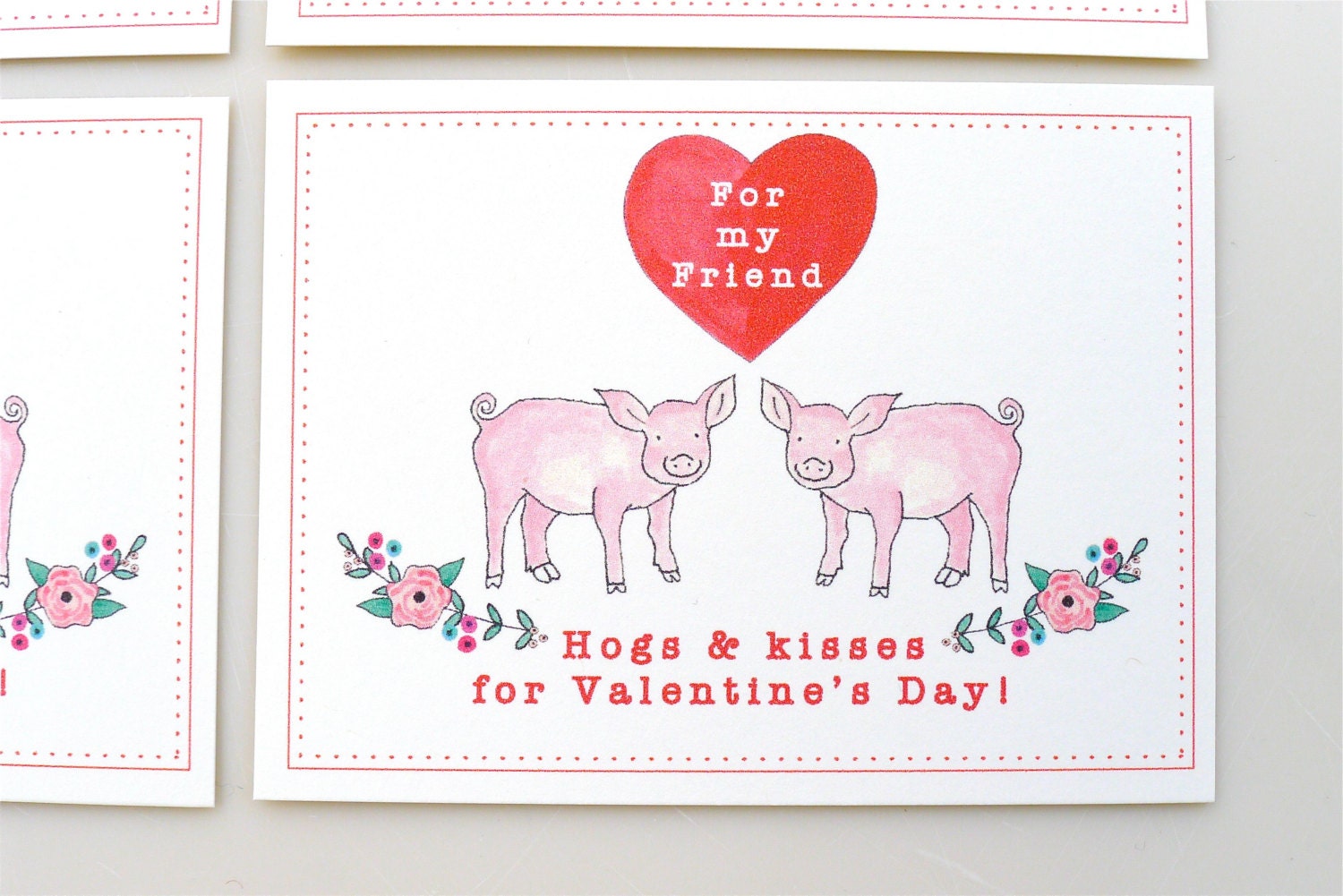 Printable School Valentine Cards With Hogs and Kisses Pigs - Etsy