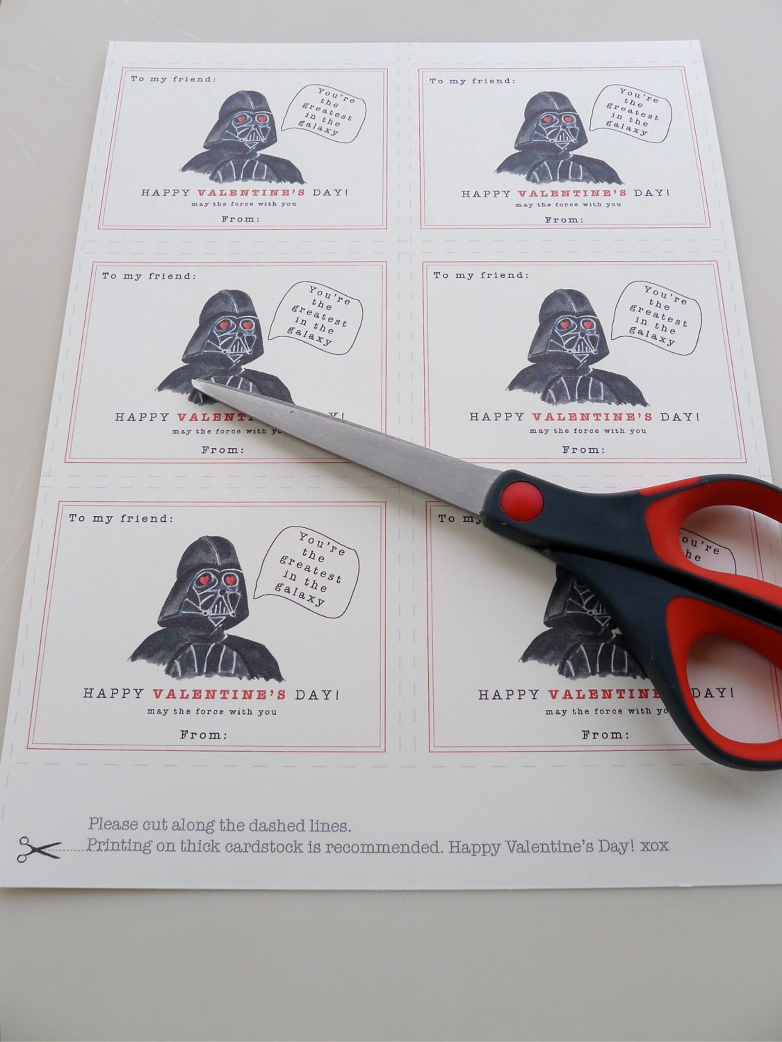 Darth Vader Valentine Cards for Kids – Star Wars Printable (digital ...