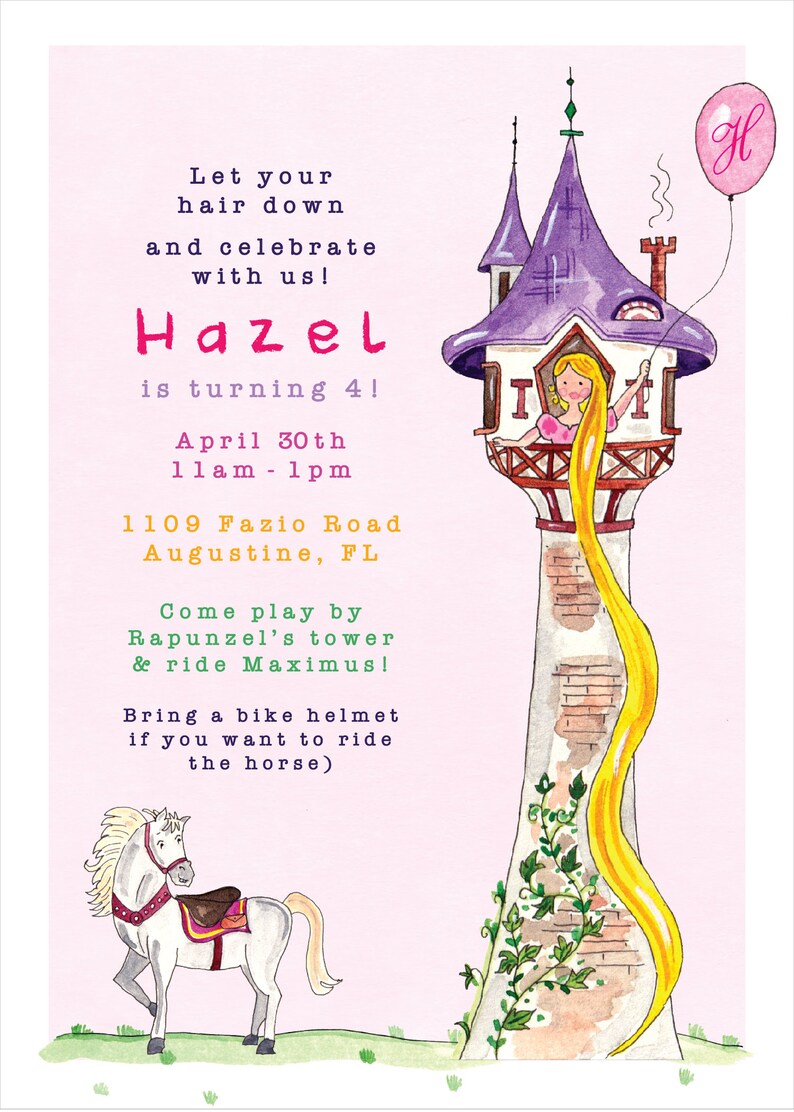 Rapunzel Party Invitation Printable Custom Digital File - Etsy