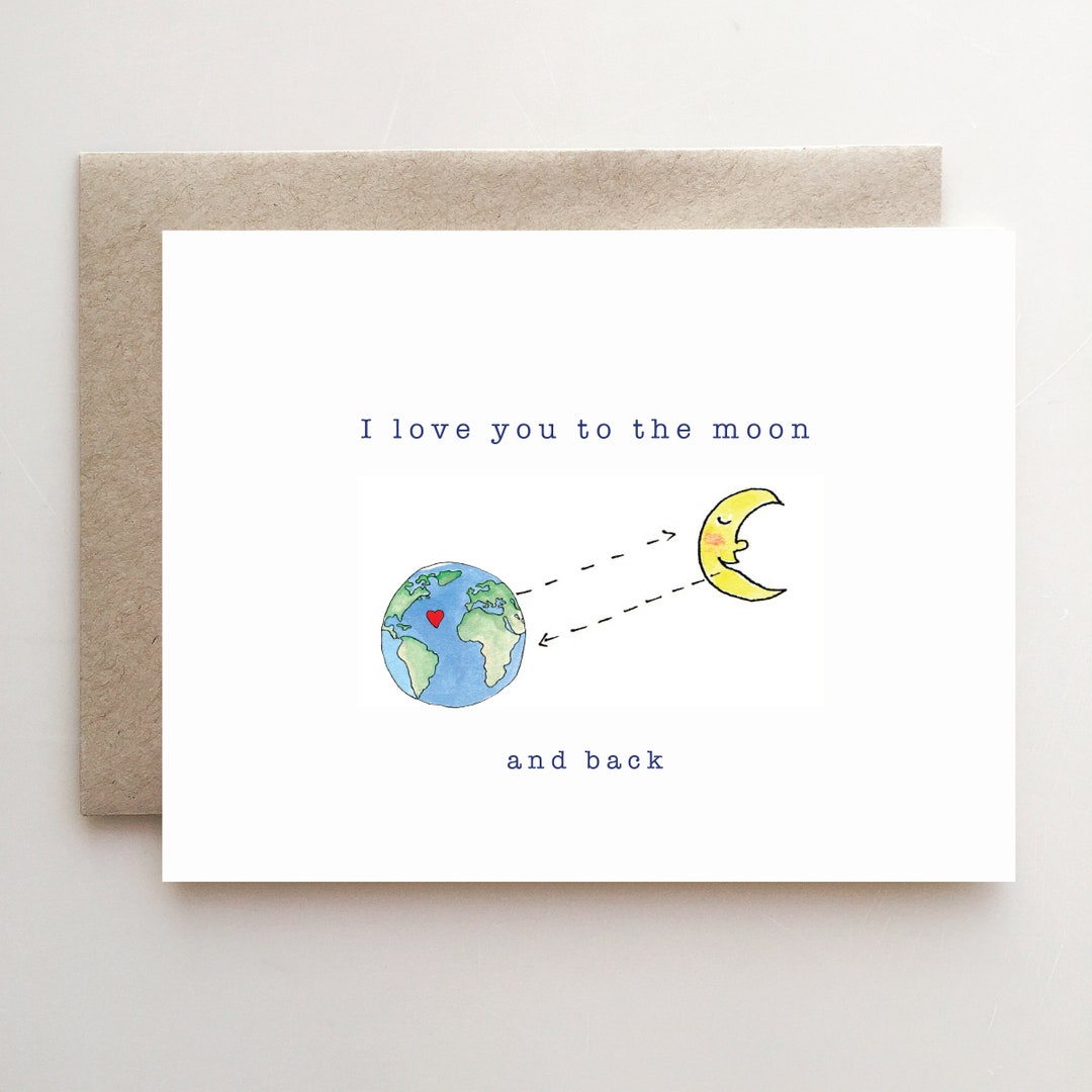 Valentine's Day Card I Love You to the Moon and Back - Handmade - Paper ...