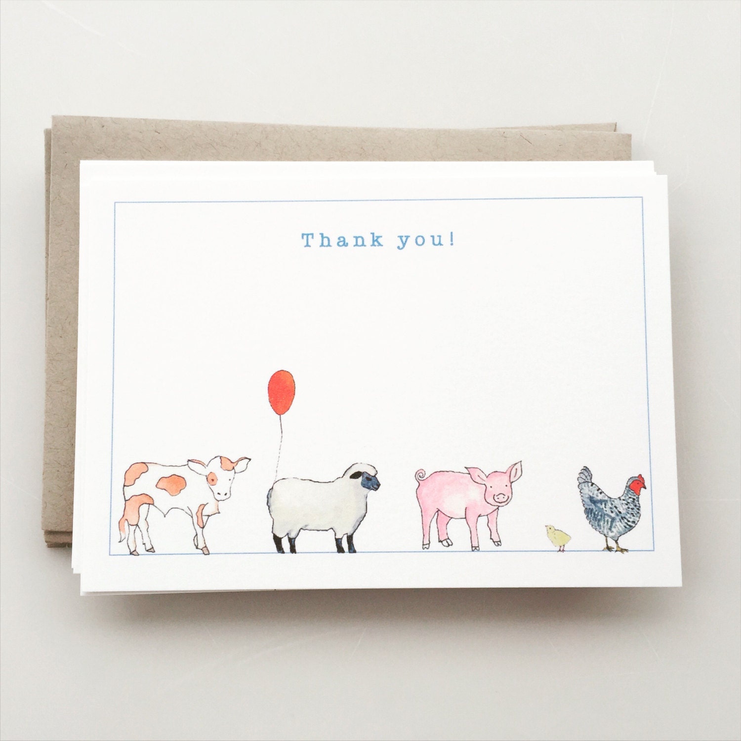 Farm Animals Thank You Note Cards Farm Birthday Party Sheep | Etsy